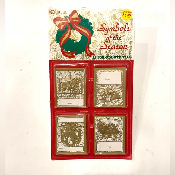 Holiday | Vintage Cleo Symbols Of The Season 12 Foil Stamped Tags ...